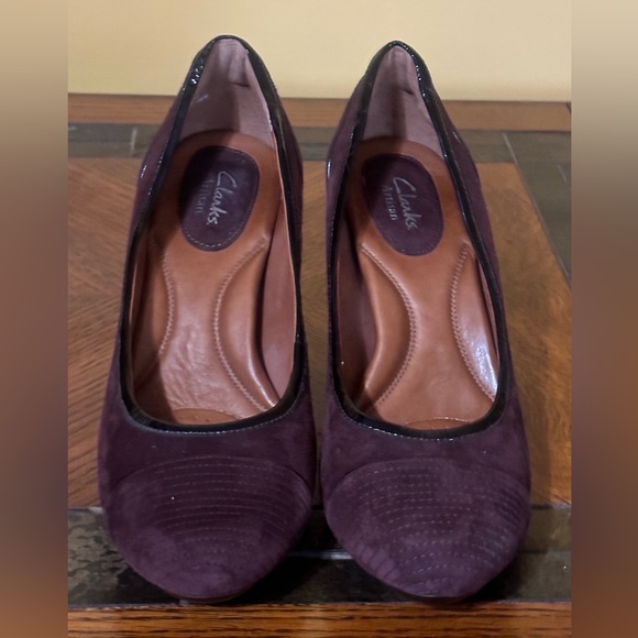 Clarks | Shoes | Clarks Artisan Burgundy Suede Heels 3 Inches | Poshmark